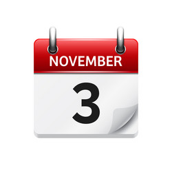 October 3 flat daily calendar icon date Royalty Free Vector
