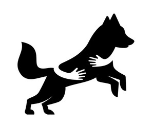 Hug with dog composition Royalty Free Vector Image