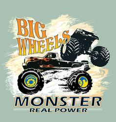 Monster truck with big wheels car vehicle Vector Image
