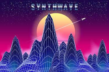 Synthwave retro banner vaporwave aesthetic Vector Image