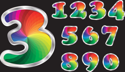 Colorful diamond numbers with gemstones Royalty Free Vector