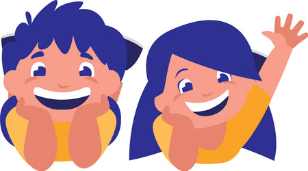 Happy fat kids characters Royalty Free Vector Image