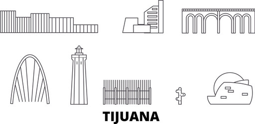 Mexico tijuana travel landmark Royalty Free Vector Image