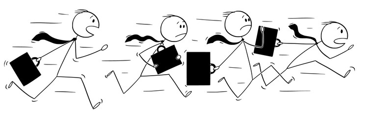 Cartoon group men or businessmen running Vector Image