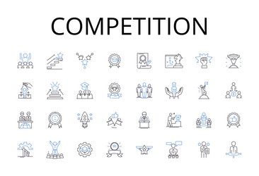 Market income line icons collection competition Vector Image