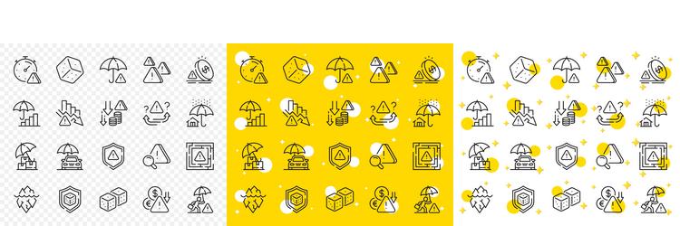 Risk management line icons safety umbrella Vector Image
