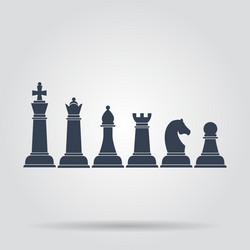 Black chess icons set board figures Royalty Free Vector