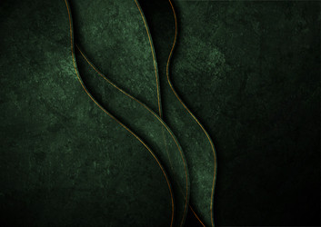 Dark green corporate wavy background with golden Vector Image