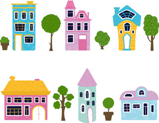 Cute cartoon houses Royalty Free Vector Image - VectorStock