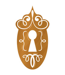 Golden ornate keyhole on a decorative round plate Vector Image