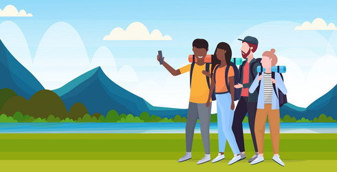 Tourist group cartoon Royalty Free Vector Image