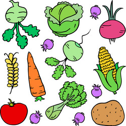 Vegetable set doodles Royalty Free Vector Image