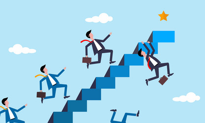 Businessman climbing career ladder in business Vector Image