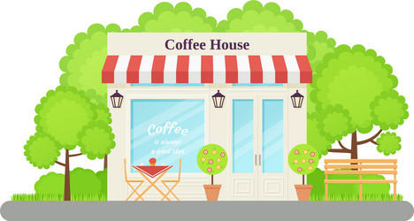 Coffee shop with green roof Royalty Free Vector Image
