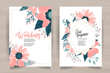 Wedding invitation card front back side set Vector Image