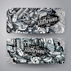 Bathroom hand drawn doodle banners set cartoon Vector Image