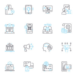 Competitive analysis linear icons set Royalty Free Vector