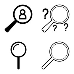 Magnifiers flat icon set isolated on white Vector Image