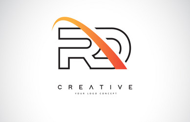 Rd letter logo design with black smoke Royalty Free Vector
