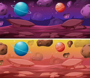 Planets colorful set on dark background Royalty Free Vector