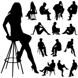 Sitting people Royalty Free Vector Image - VectorStock
