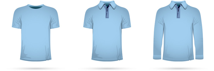 A set of blue t-shirts Royalty Free Vector Image