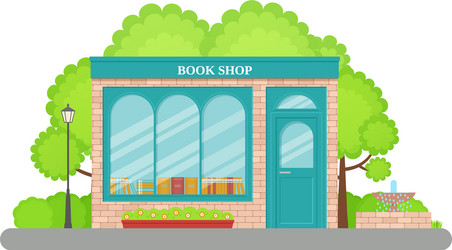 Bookstore shop exterior books brick building Vector Image