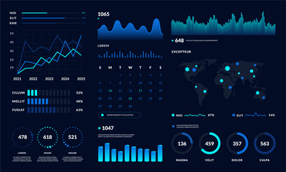 Dashboard diagram modern admin panel kit Vector Image