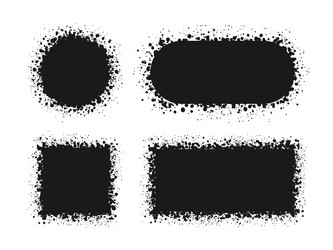 Round grunge ink splatter frame set spray Vector Image