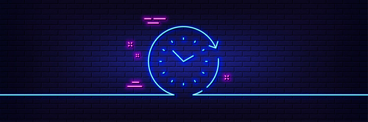 Time change line icon clock sign watch neon Vector Image