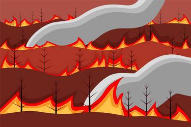 Wildfire and smoke forest Royalty Free Vector Image