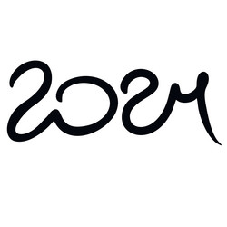 2024 year handwriting font white background Vector Image