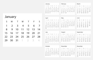Calendar 2023 year the week Royalty Free Vector Image