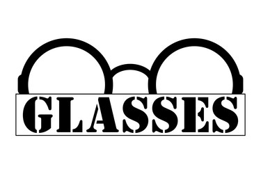 Glasses with round lenses and signboard with text Vector Image