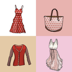 Isolated woman clothes set with glamour things Vector Image