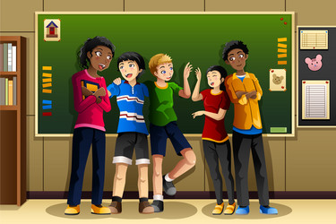 Middle School Students In Classroom Clipart