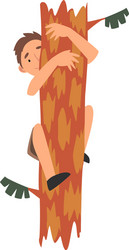 Cartoon panda climbing tree Royalty Free Vector Image