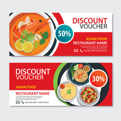 Discount gift voucher asian food template design Vector Image