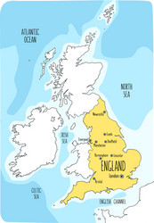 England Map with Regions Royalty Free Vector Image