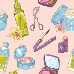 Cosmetics set face makeup tools makeup and Vector Image