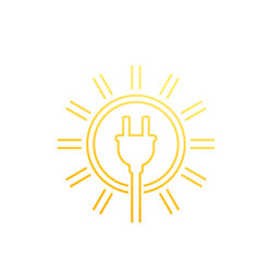 Solar energy sun and electric plug logo Royalty Free Vector