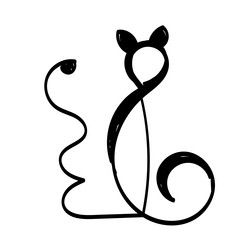 Cat line art for tattoo design Royalty Free Vector Image