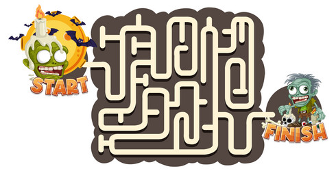 Halloween zombie maze game template Royalty Free Vector