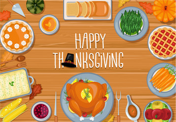 Thanksgiving dinner table Royalty Free Vector Image