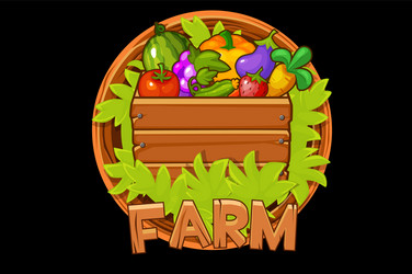 Wooden farm logo for ui game Royalty Free Vector Image