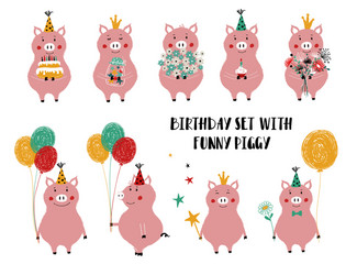 Pig Birthday Vector Images (over 1,500)