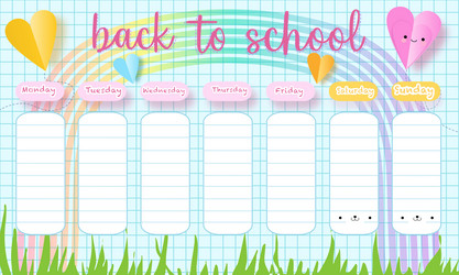 Purple school timetable with rainbow Royalty Free Vector