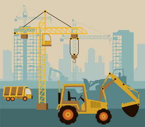 Under construction scene with wheelbarrow Vector Image