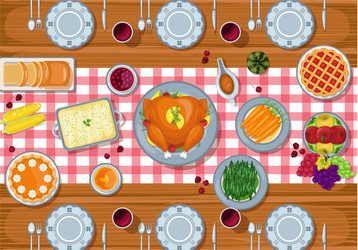 Thanksgiving dinner table Royalty Free Vector Image