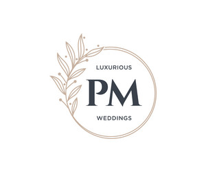 Pm initials letter wedding monogram logos Vector Image